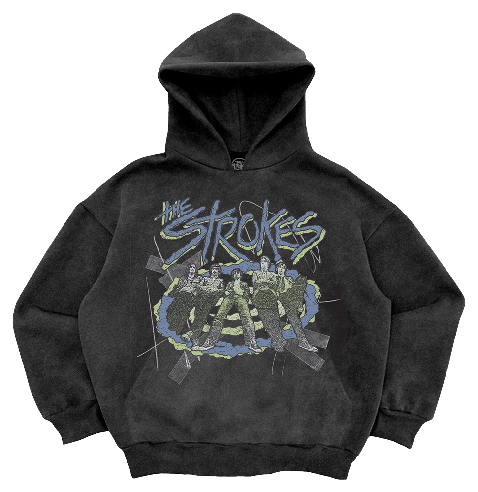 Heavy Knit Garment Dyed Photo Pullover Hoodie | The Strokes UK Merch